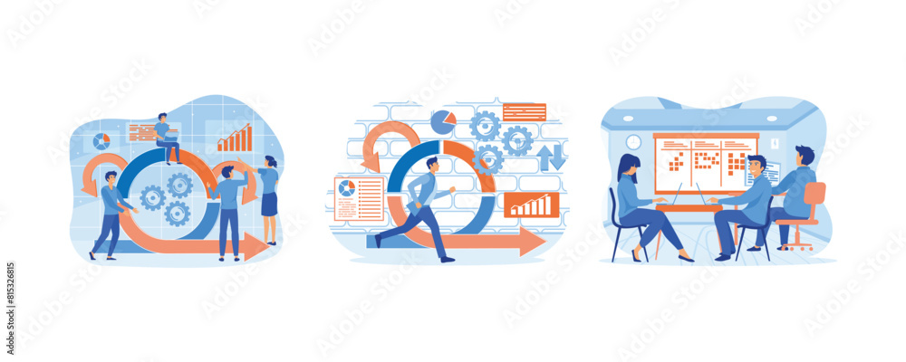Agile development methodology business concept. Effective teamwork for project sprint. Agile ...