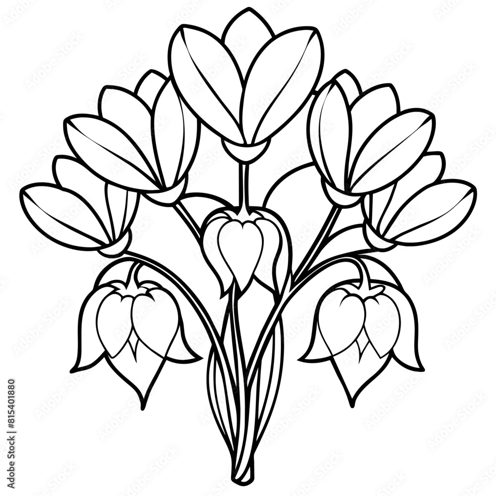Bleeding Heart flower outline illustration coloring book page design ...