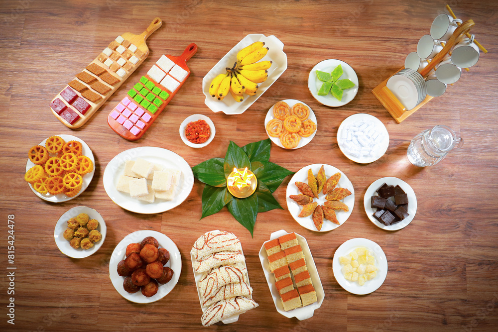 Sinhala Tamil New Year Traditional Foods with Oil Lamp, Sri Lanka ...