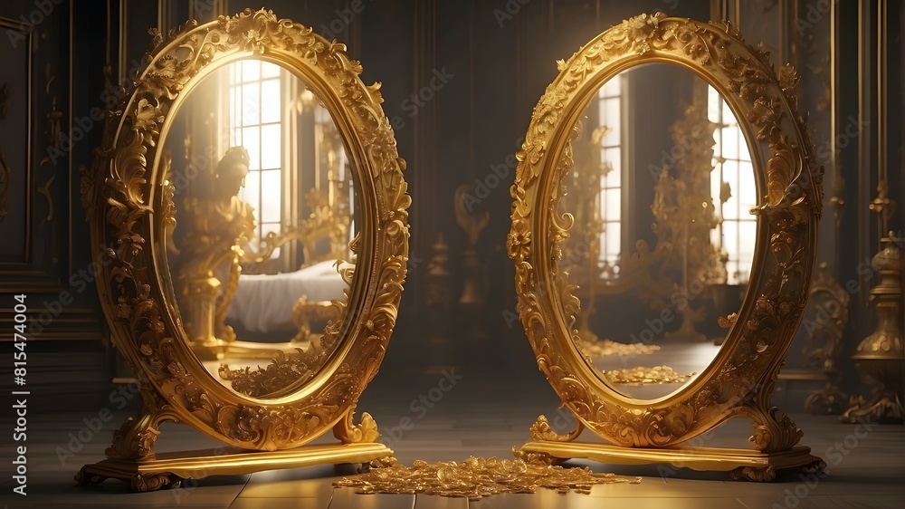 Foto de Stock The Golden Mirror: Tell the tale of a golden mirror that ...