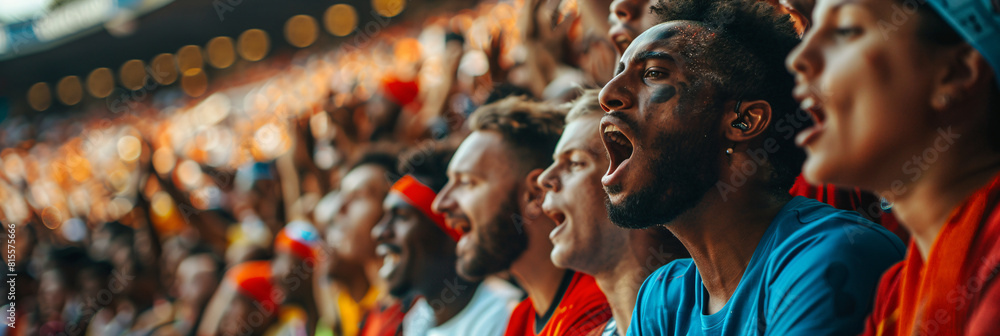 Dynamic Sports Fans Reacting at Live Events. Group shots with emotional ...