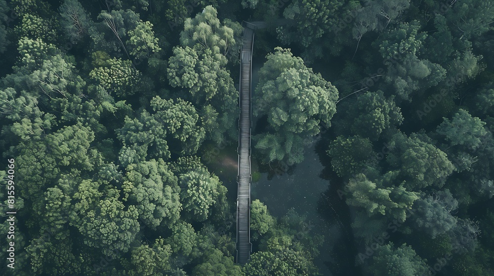 Forest aerial wildlife crossing forming a safe natural corridor bridge ...