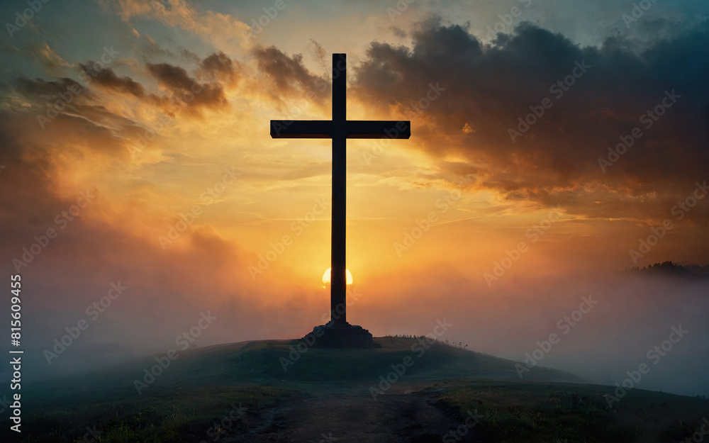 Jesus Christ cross, Christian cross on a background of dramatic sky and ...
