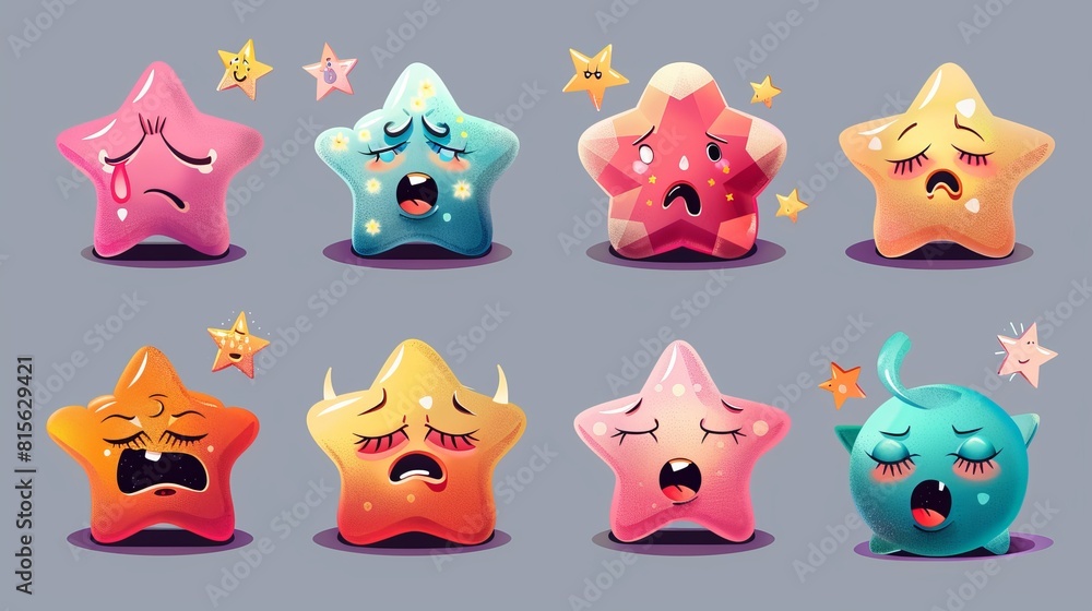 Various emotions are expressed by mascots featuring kawaii characters ...