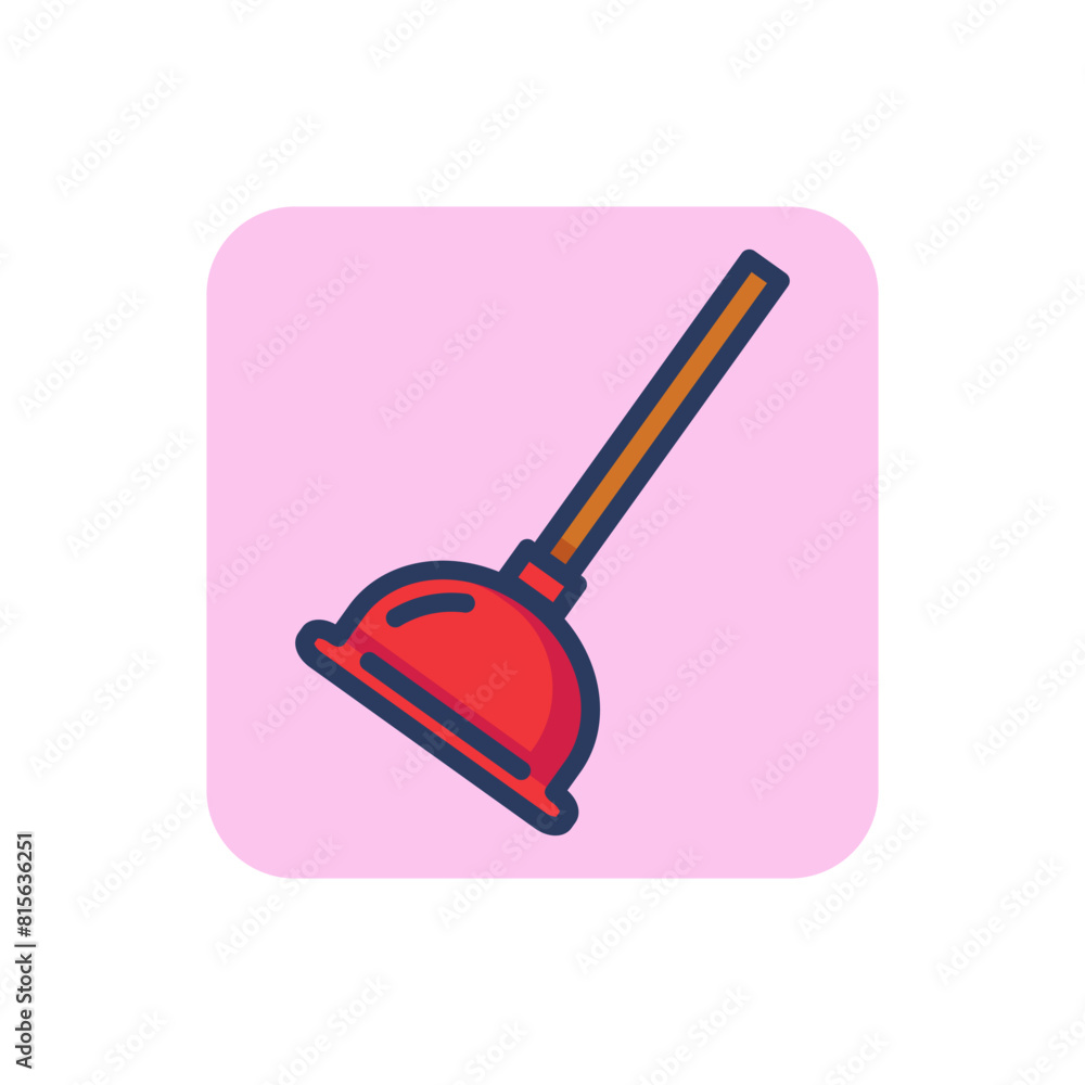 Plunger line icon. Clog, toilet, pipe outline sign. Plumbing and ...