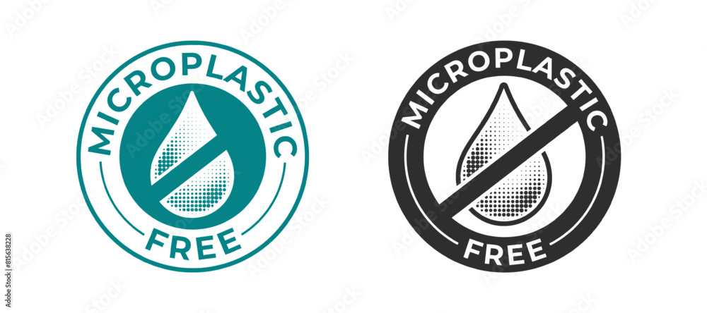 Microplastic free icons for eco friendly biodegradable package tag ...