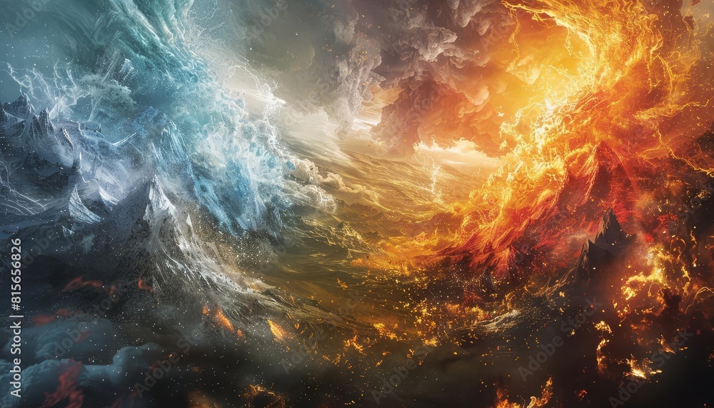 A depiction of the creation of the world in Nordic mythology, showing ...