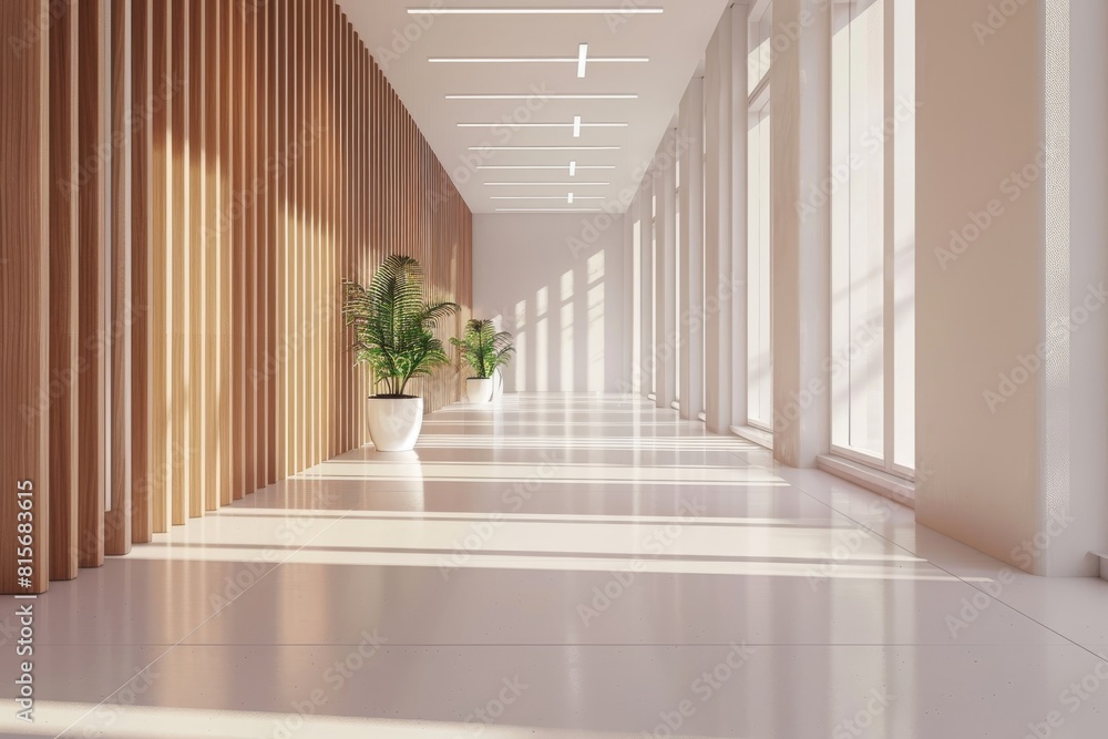 Modern empty foyer or office corridor with sleek clean layout. Idea ...