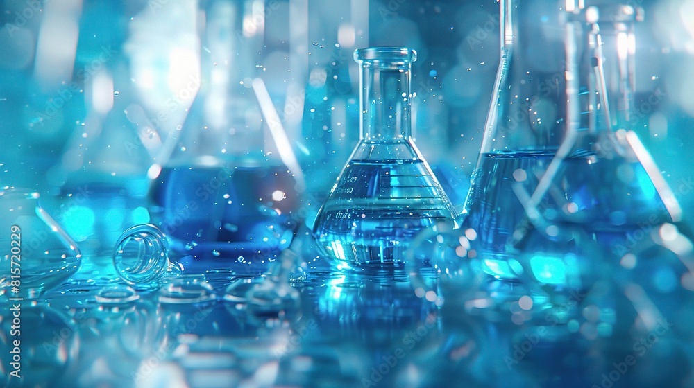 laboratory, beakers and test tubes dance with vibrant chemicals ...