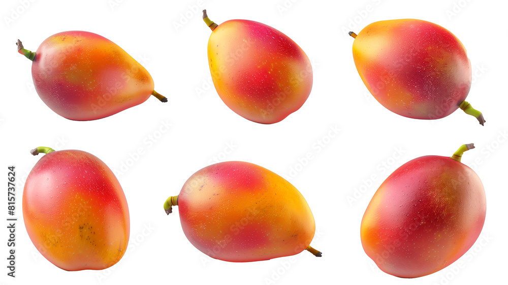 set of fresh mangoes isolated on transparent background, mango cut out ...