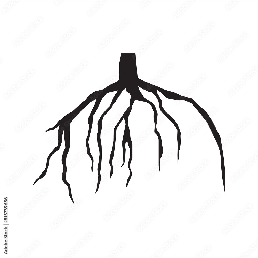 underground tree root cartoon. network structure, foundation soil ...
