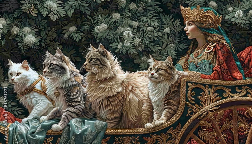 A detailed illustration of Freya, the goddess of love and beauty, in a ...