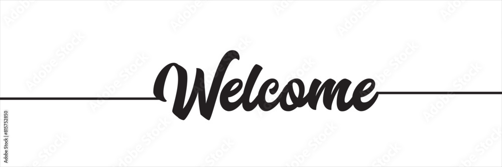 Welcome word - continuous one line with word. Minimalistic drawing of ...