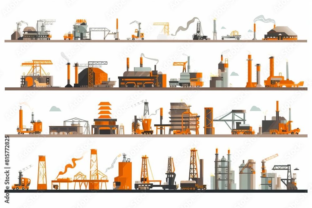 Metals and alloys flat design side view engineering theme cartoon ...