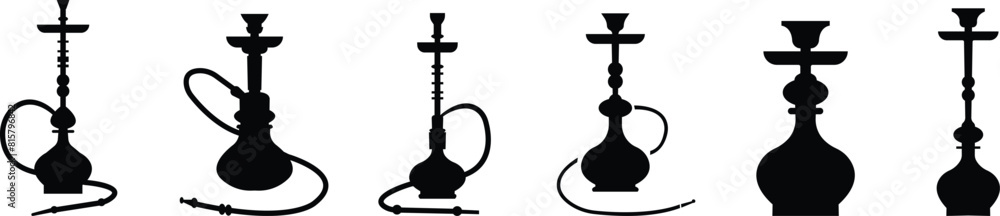 hookah icons black set, Shisha Icon symbol , isolated on Transparent ...
