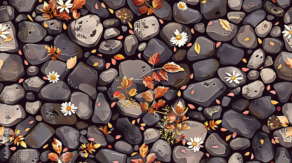 8-Bit RPG Serene Garden Pebble Floor Texture - Seamless tile. Endless ...