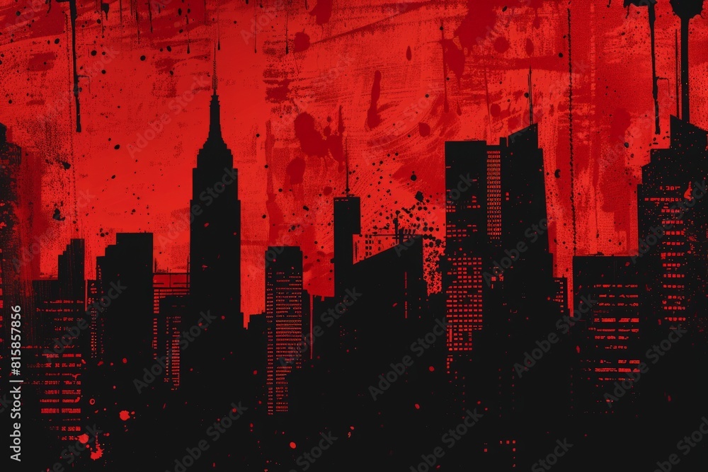 Red urban city grunge danger vector frame design illustration poster ...
