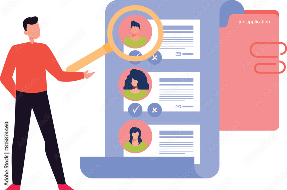 Boy showing different profiles for interview. Stock Vector | Adobe Stock