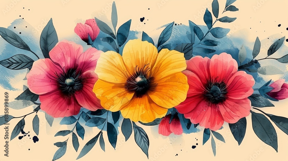 greeting card design, elegantly illustrated floral wreath with best ...