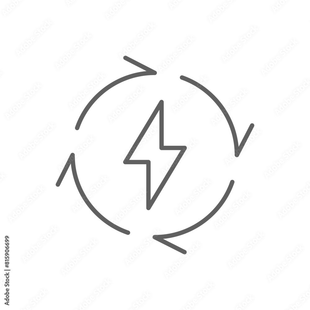 Renewable energy icon. Simple outline style. Cycle, electricity, design ...