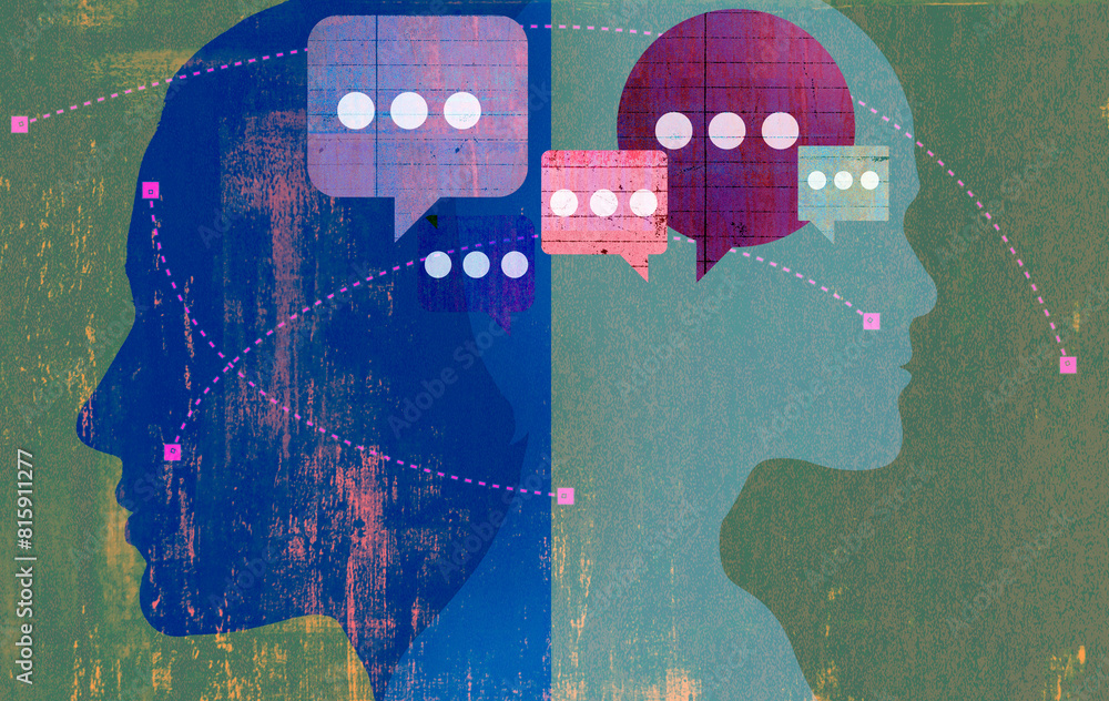 Text messages between male and female profiles Stock Illustration ...