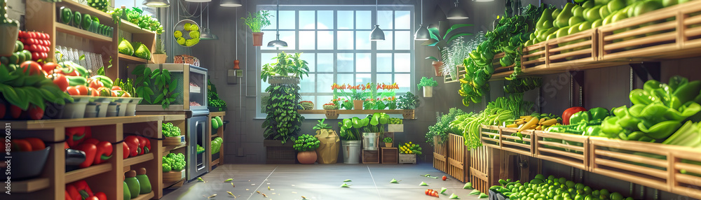 Urban Farming Co-op Floor: Showing hydroponic systems, vertical gardens ...