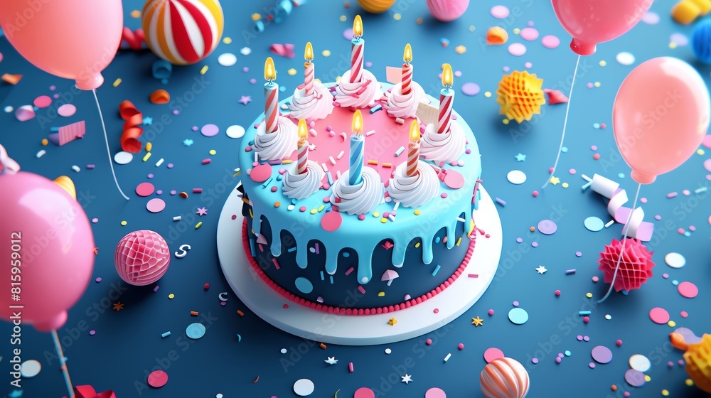 Happy Birthday flat design top view celebration theme animation vivid ...