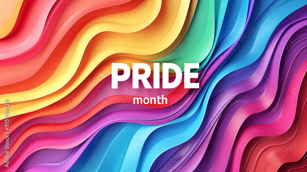 A word "PRIDE month" in white color is placed on the center of image on ...