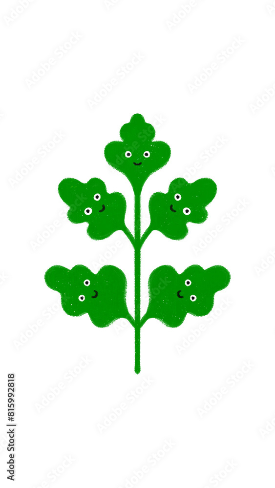 cute coriander buddies vegetable characters with smile hand drawn style ...