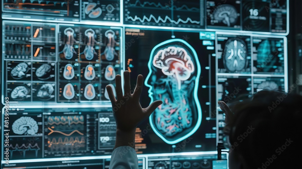 AI in healthcare diagnosis from top view AI analyzing medical images ...