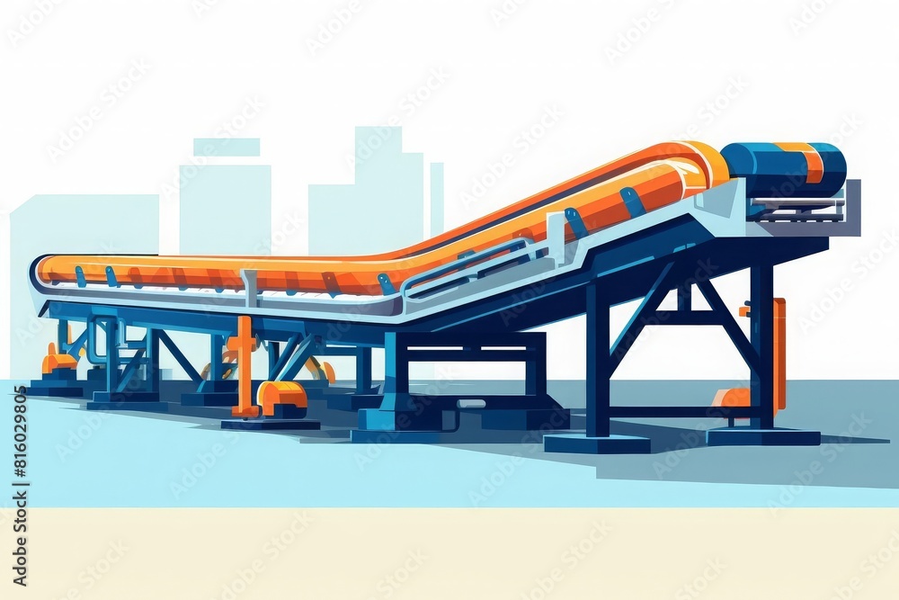 Conveyor belt flat design side view automation theme cartoon drawing ...