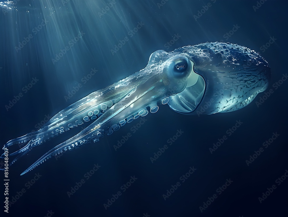 Giant Squid Encounter During a Deep Sea Diving Expedition A Rare and ...