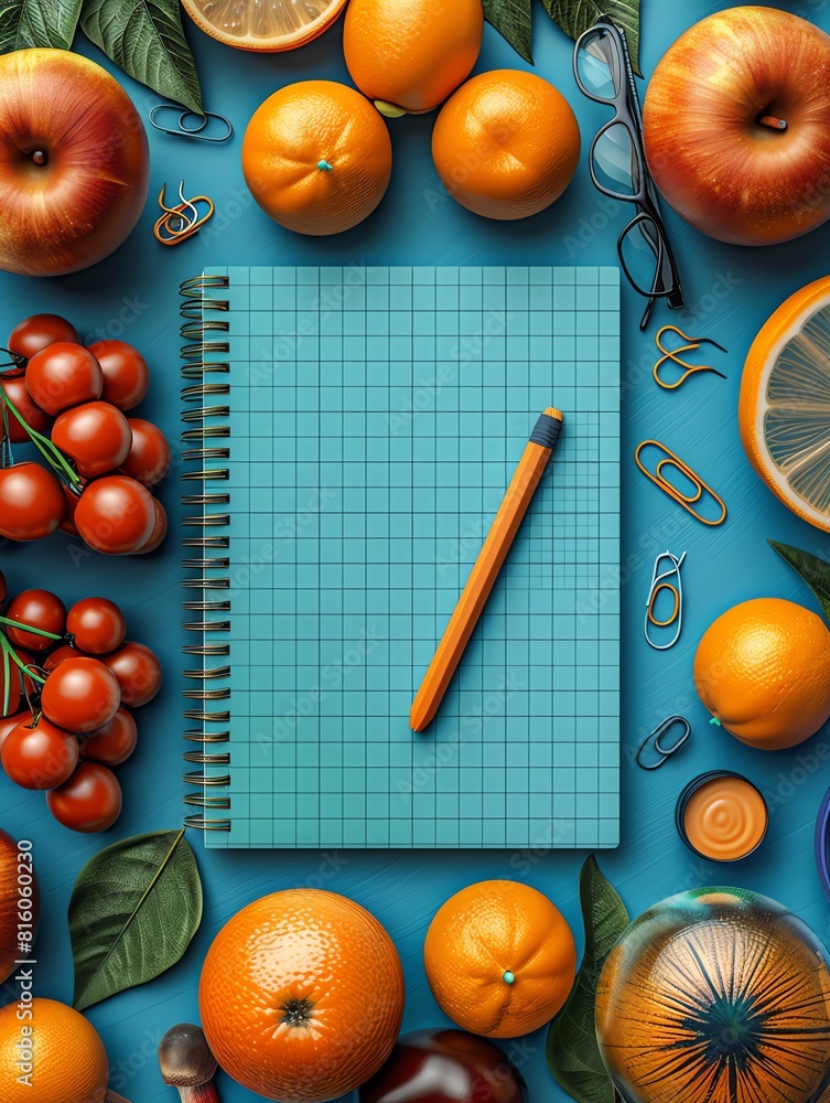 Lesson plan flat design top view learning theme 3D render Complementary ...