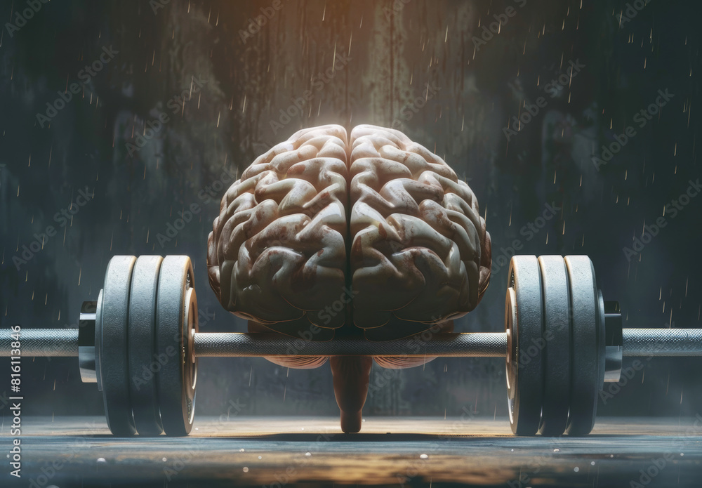 Human brain lifting weights Stock Illustration | Adobe Stock