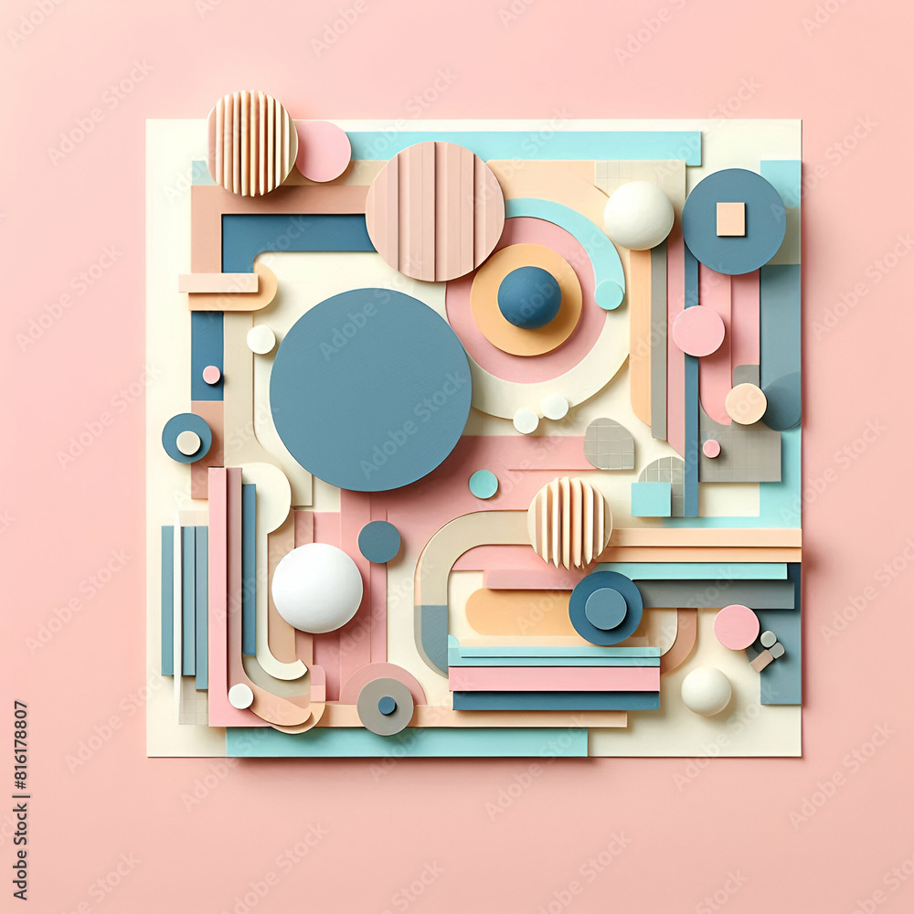 3D Simple Abstract Art Sculpture Colorful Whimsical Geometric Shapes ...