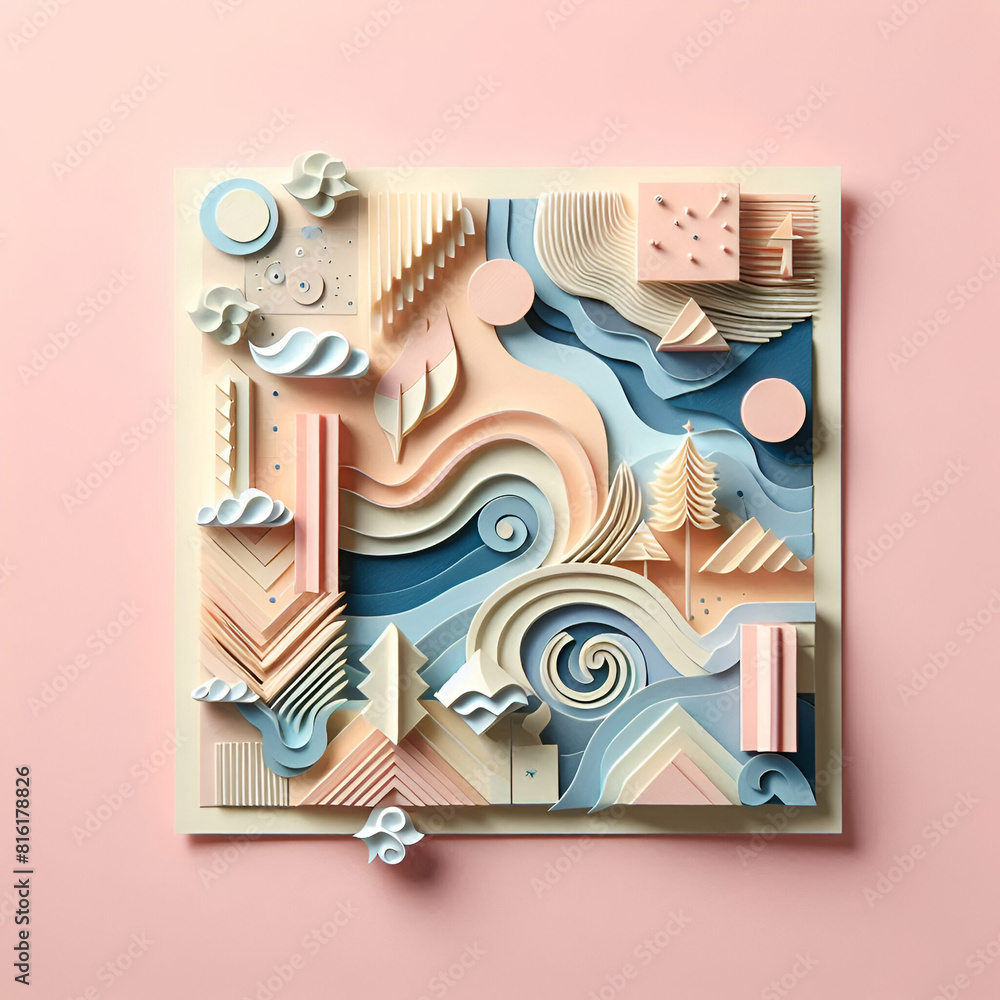 3D Simple Abstract Art Sculpture Colorful Whimsical Geometric Shapes ...