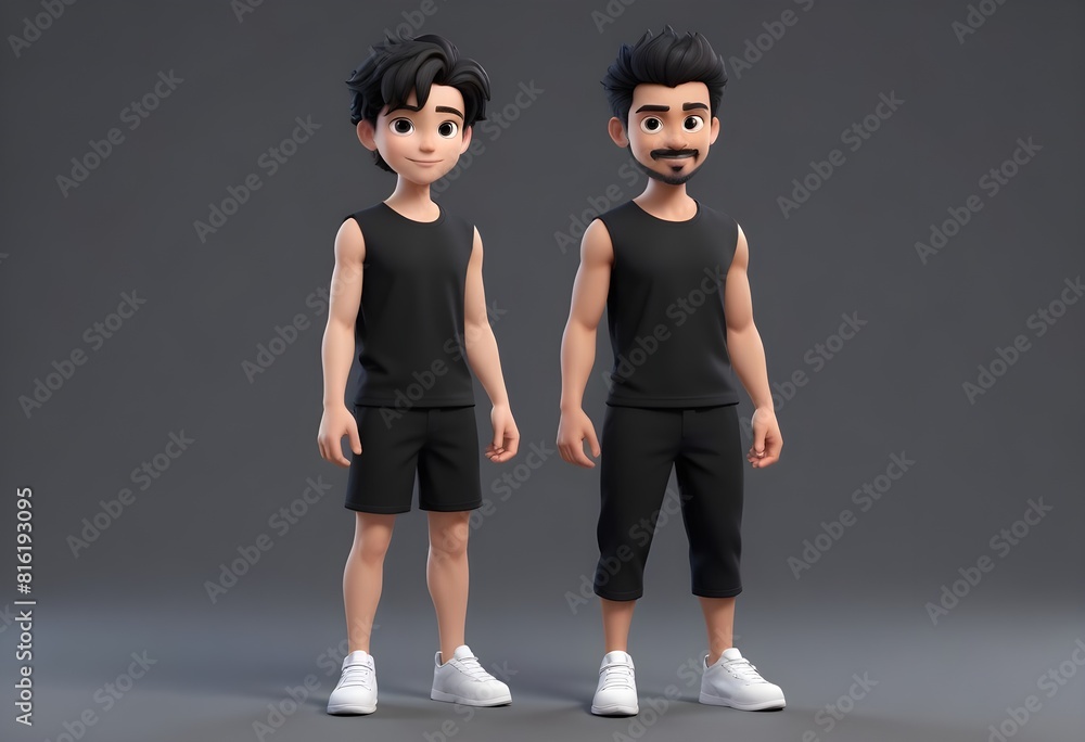MOckup of shirts sleeve less and plain using 3D render cartoon models ...