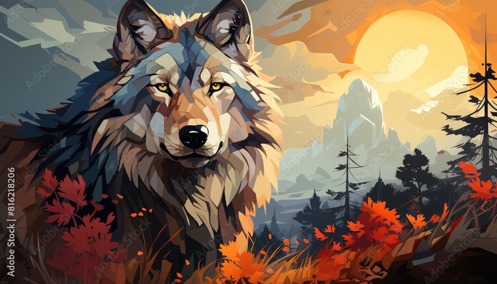 Wolf flat design top view ecosystem role theme animation Complementary ...