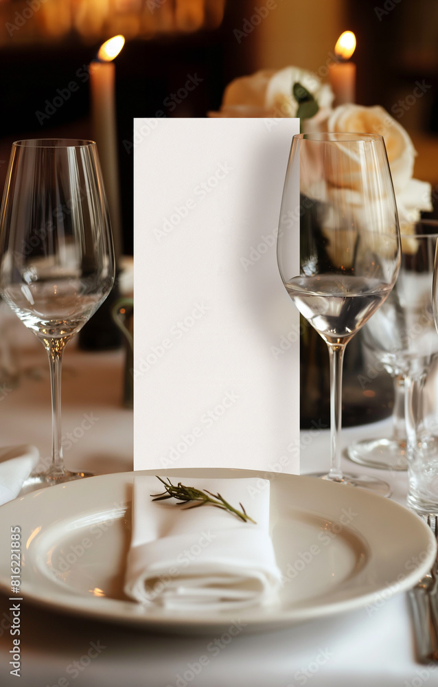 fine dining table setting of luxury fancy restaurant menu invitation ...