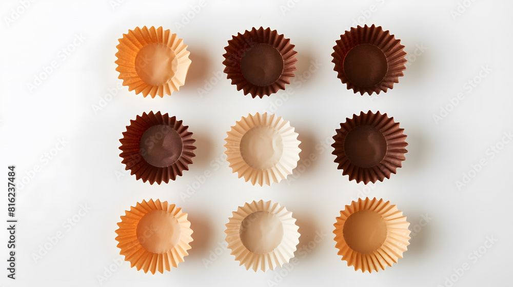 Empty cupcake baking cases pack isolated on white background top view ...