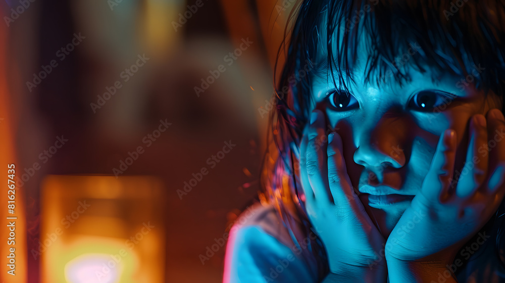 traumatized and emotional child : Generative AI Stock Photo | Adobe Stock