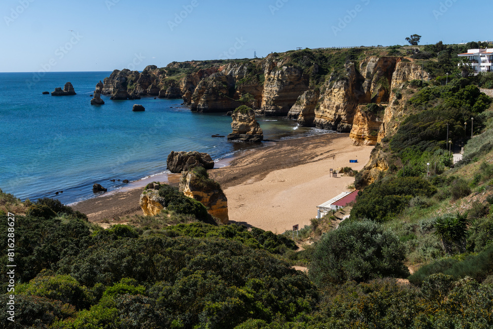 Praia de Dona Ana beach near Lagos town, Algarve, Portugal. Praia Dona ...