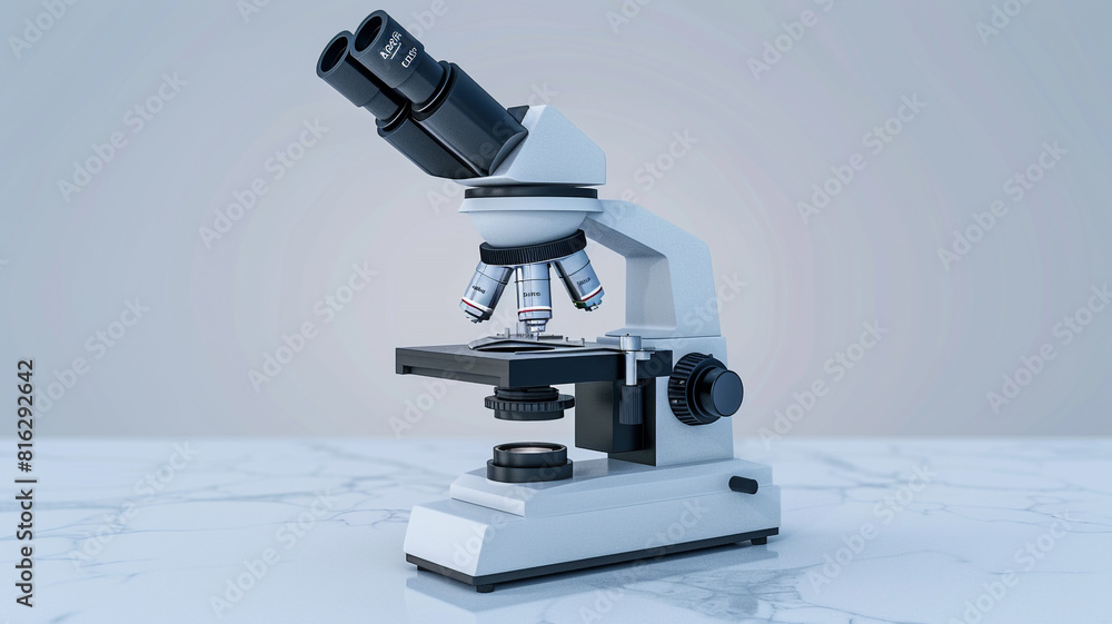 3d realistic microscope isolated on light background. Science ...