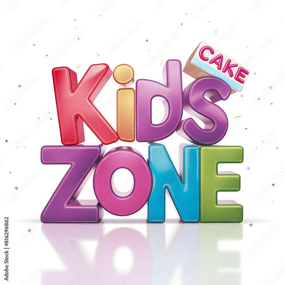 Ilustración de Stock Colorful Kids Zone 3d text effect template design ...