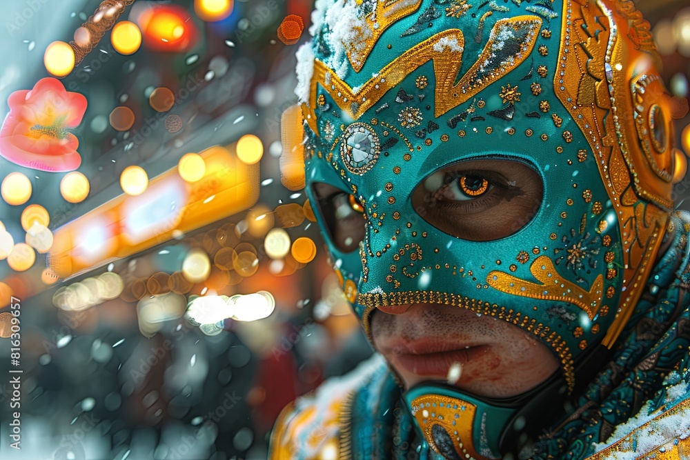 Vibrant Mask Wrestler: Striking Eyes, Detailed Render - Digital Artwork ...