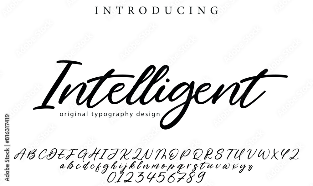 Intelligent Font Stylish brush painted an uppercase vector letters ...