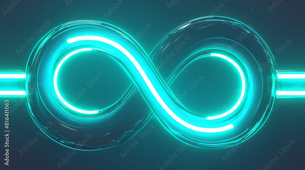 Neon sign, cycle sign, light background, 3D line abstract infinite ...