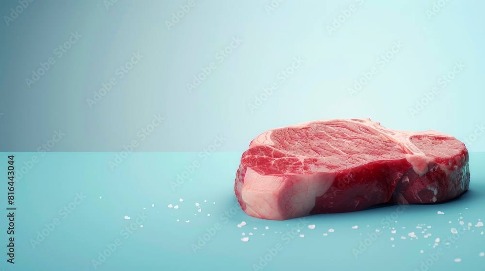 Photorealistic illustration of a slab of steak against a blue pastel ...