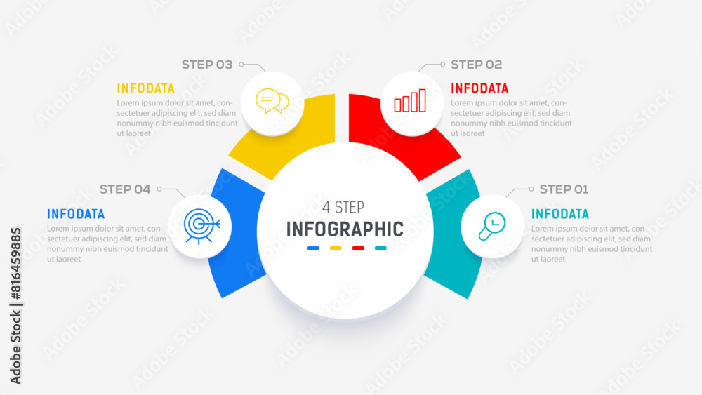 Four Step Infographic element design Vector template for presentation ...
