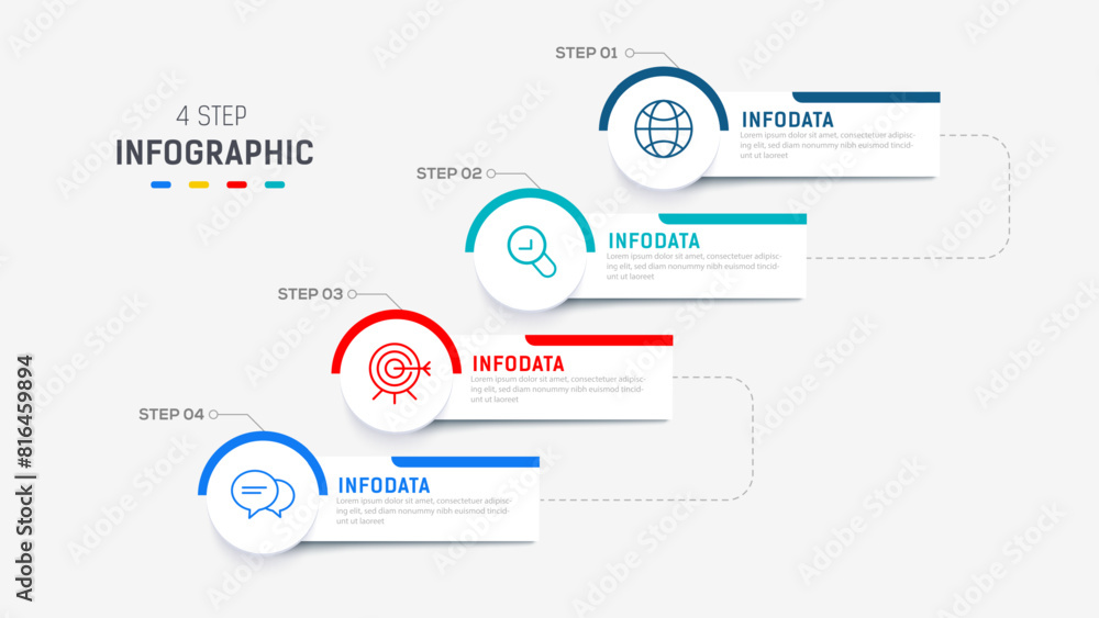 Four Step Infographic element design Vector template for presentation ...